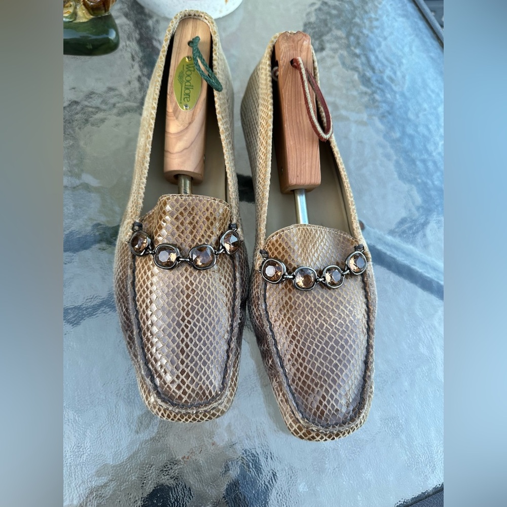 Stuart Weitzman Brown Snake Pattern Loafers/Shoes/Fla… - Gem
